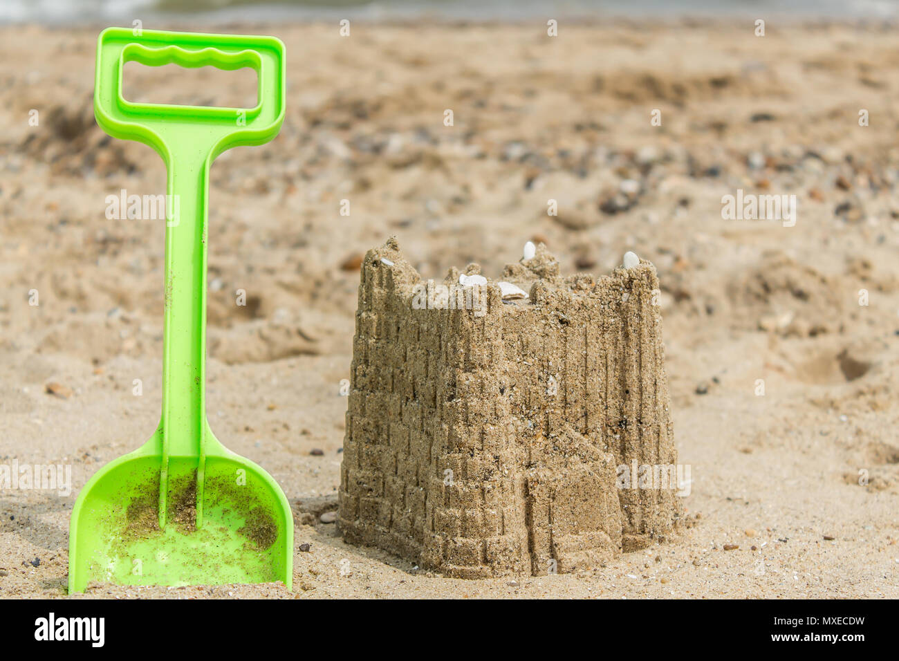 Summer Beach Sand Castle Bucket Spade Stock Photos & Summer Beach Sand ...