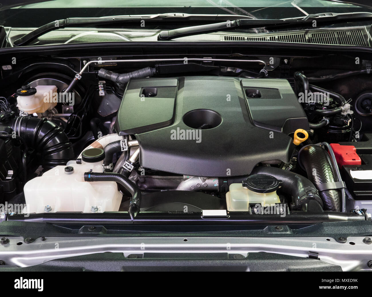 Closeup of the new engine in the modern diesel car for show the ...