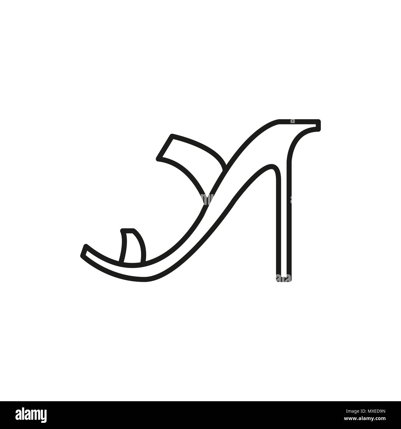 High Heels Woman Shoe Thin Line Icon Vector Illustration Graphic Design ...