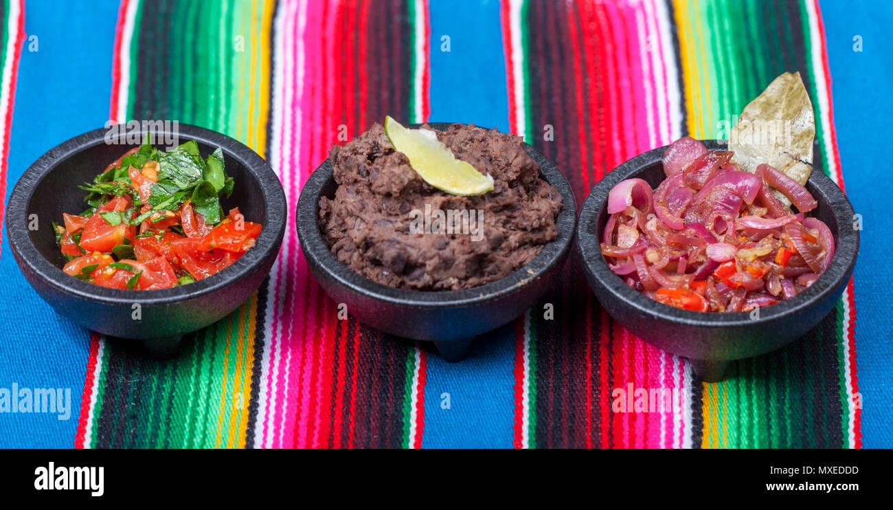 Mexican salsas on a colorful table cloth hi-res stock photography and ...