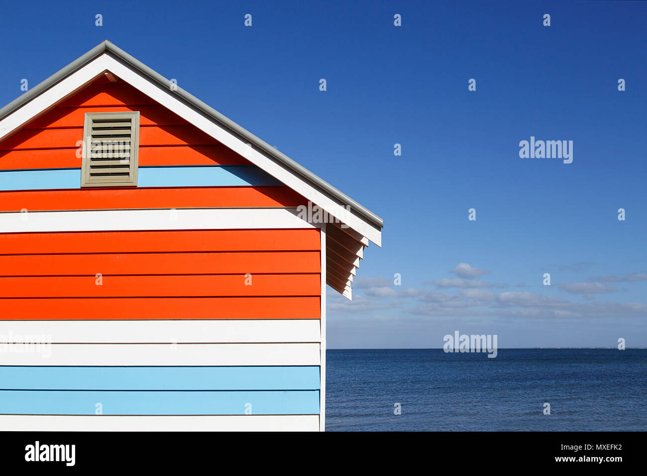 Close up view of Melbourne's colourful Bathing Boxes on Brighton Beach ...