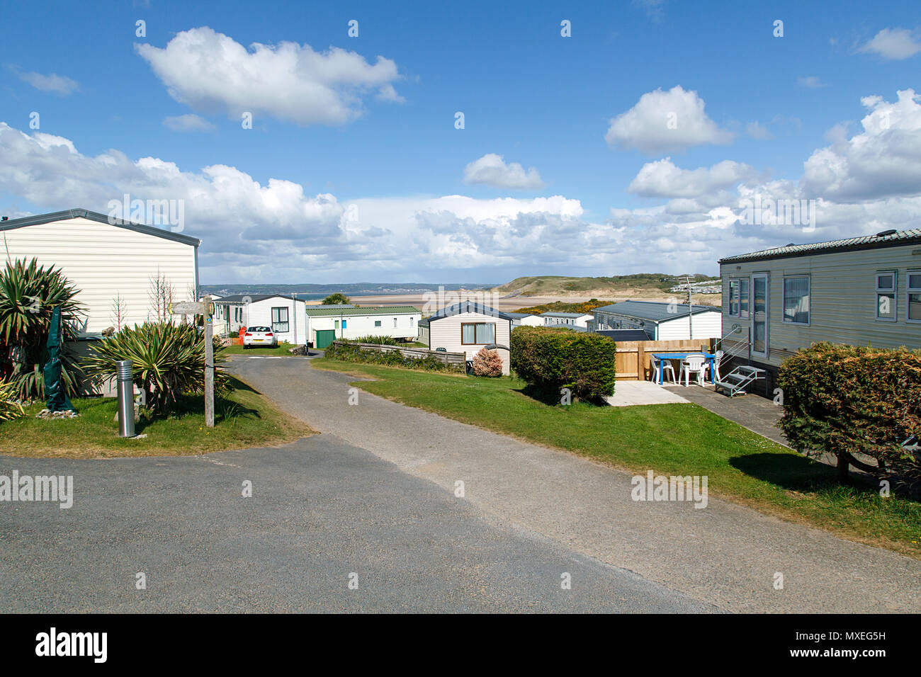 Llangennith, UK: April 04, 2017: Broughton Farm Caravan Park - static ...