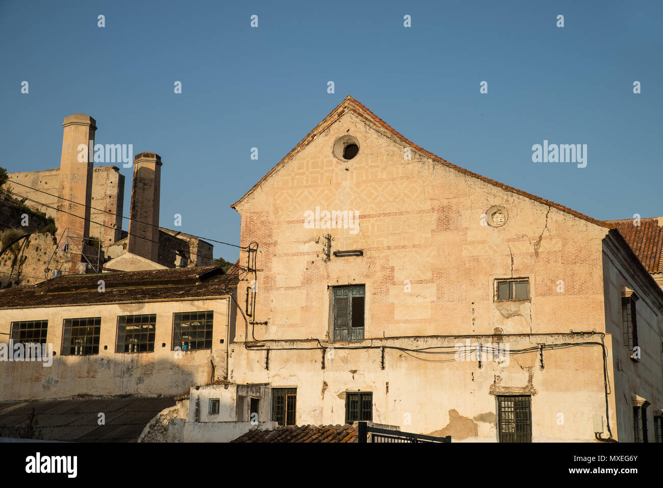 Shut down factory building in a state of disrepair, a crisis concept ...