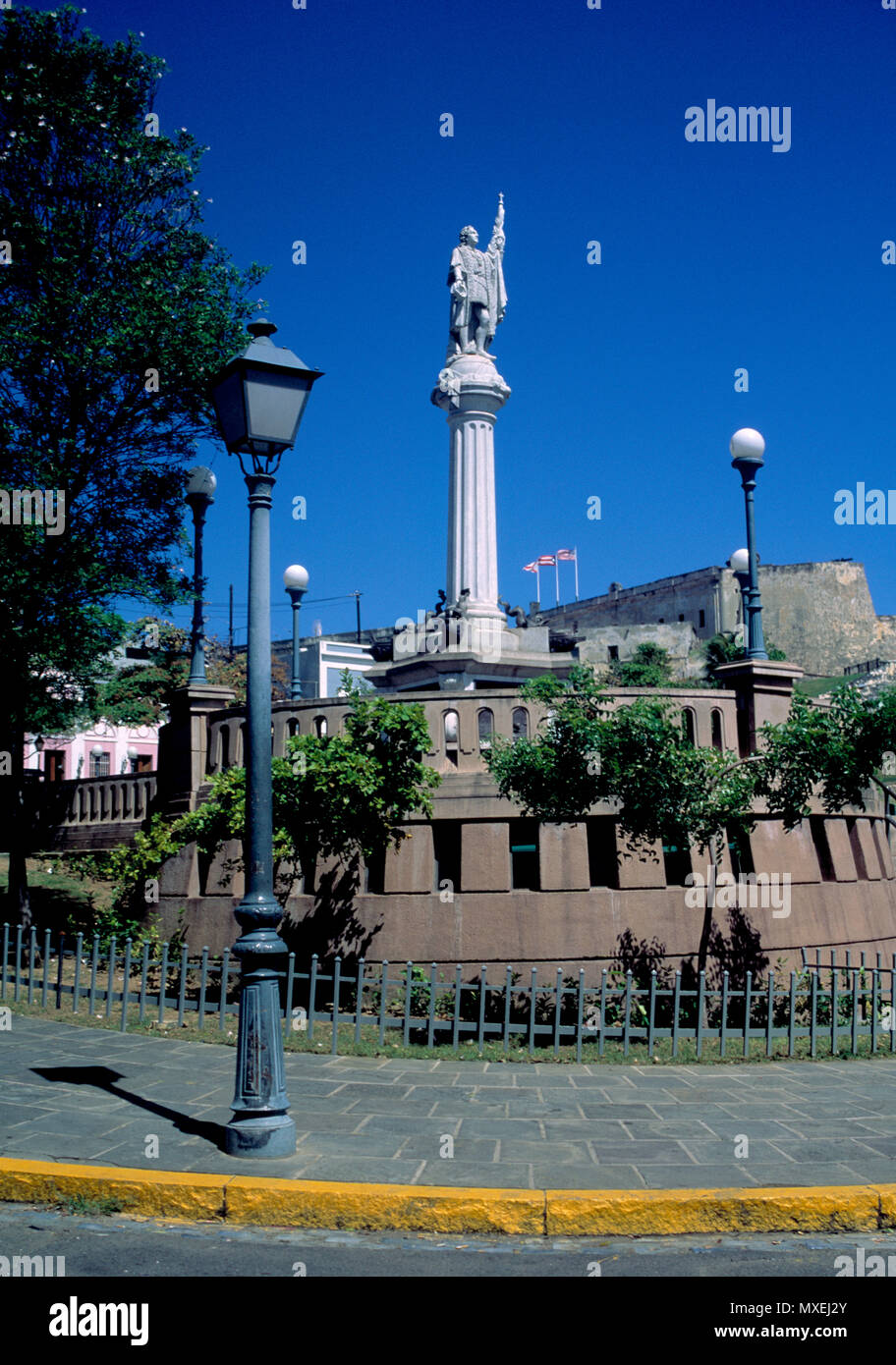 A Statue of Christopher Columbus in Old San Juan Puerto Rico Stock ...