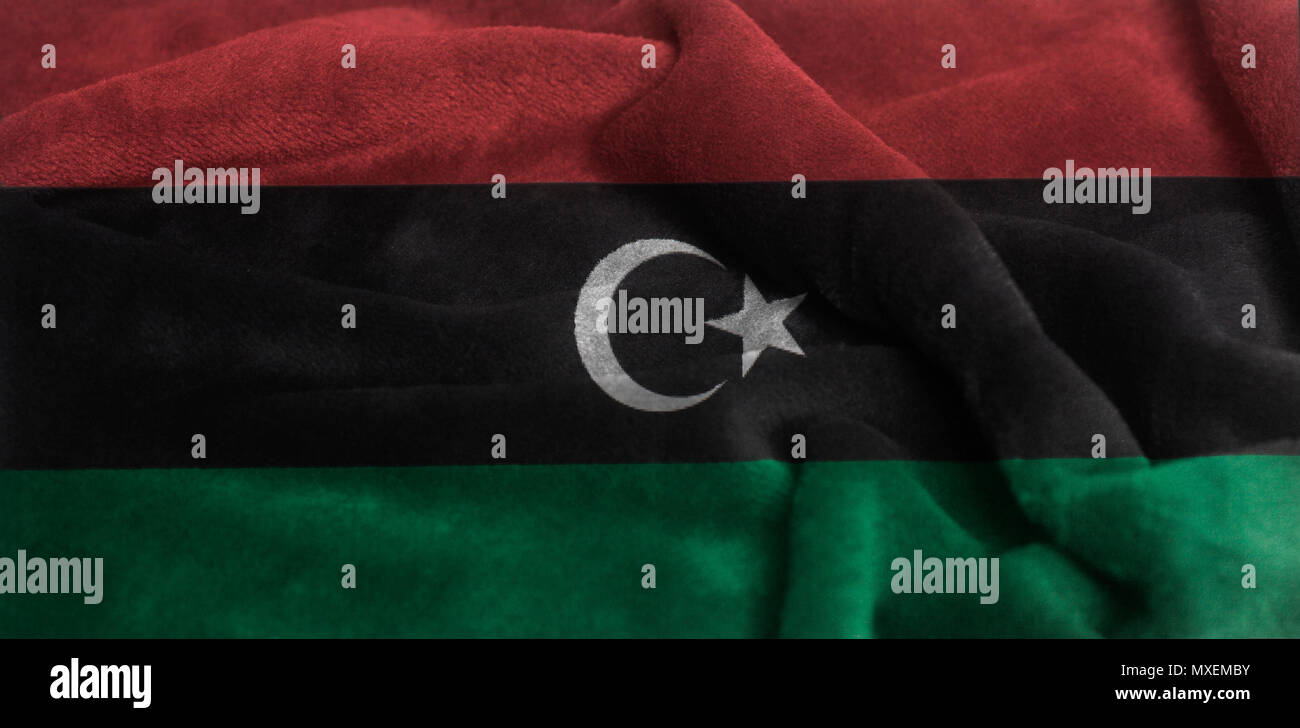 Waving National Flag of Libya Close up Background Stock Photo - Alamy