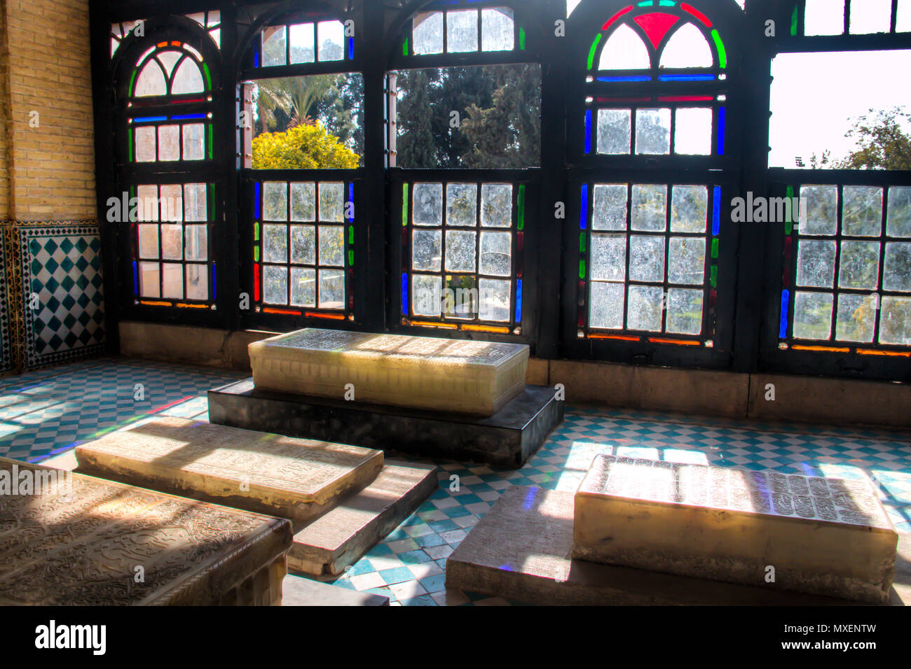 The tomb of the famous Iranian poet Hafez in Shiraz in the south of ...