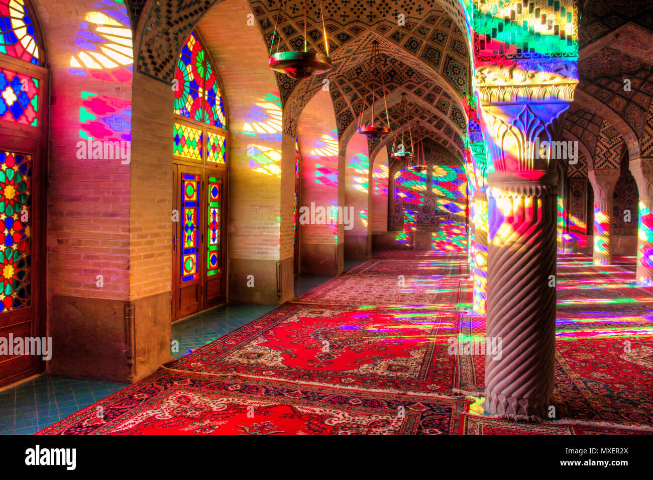 The Nasir al-Mulk mosque or also called Pink mosque in the centre of ...