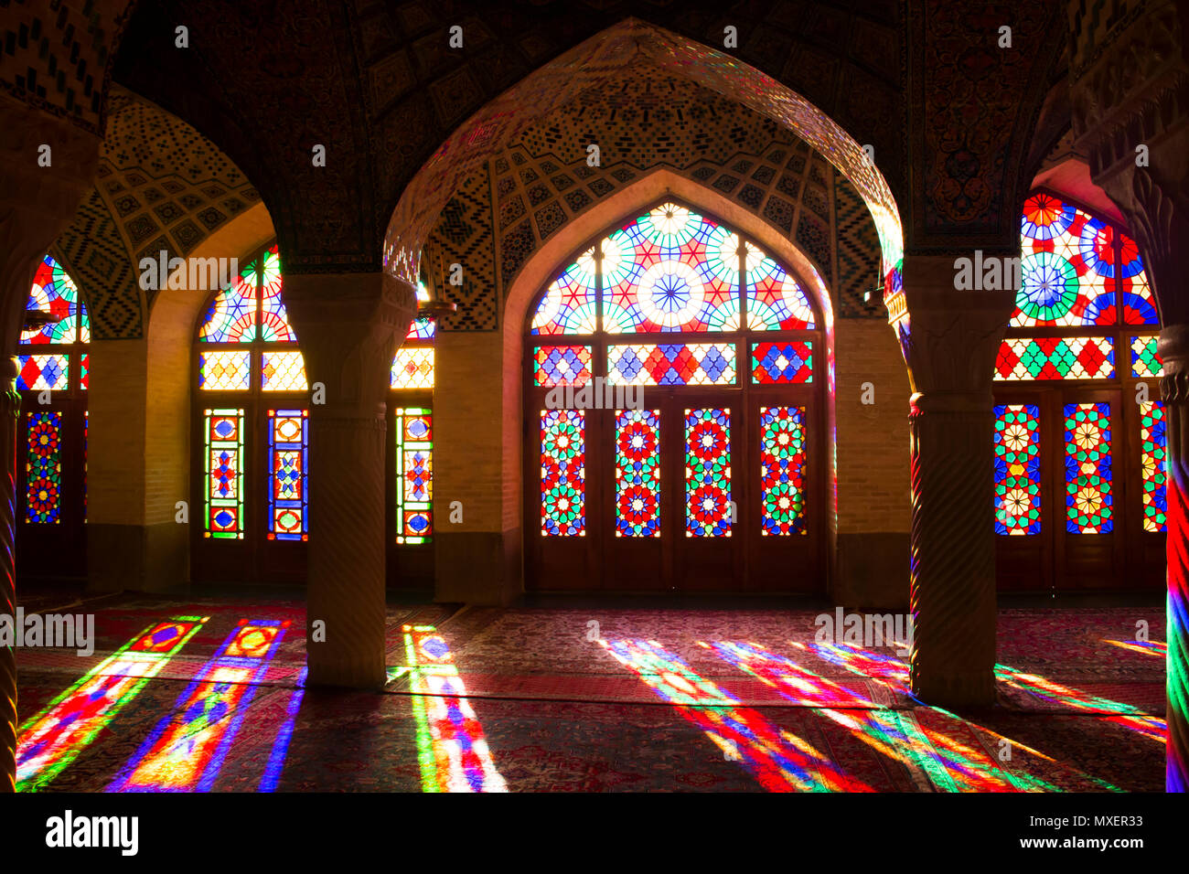 The Nasir al-Mulk mosque or also called Pink mosque in the centre of ...