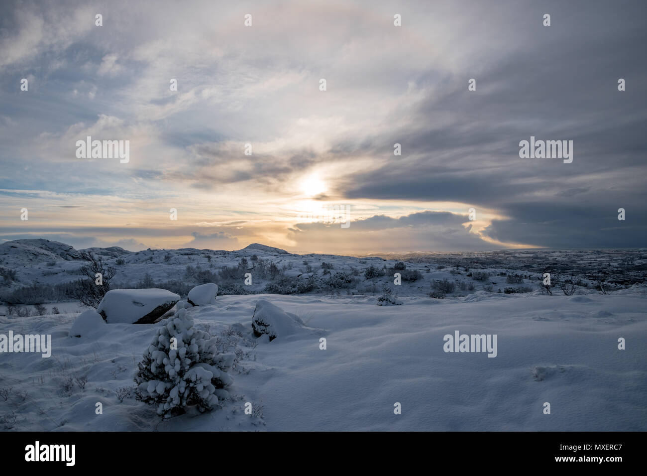 Deep snow landscape winter sunset Stock Photo - Alamy