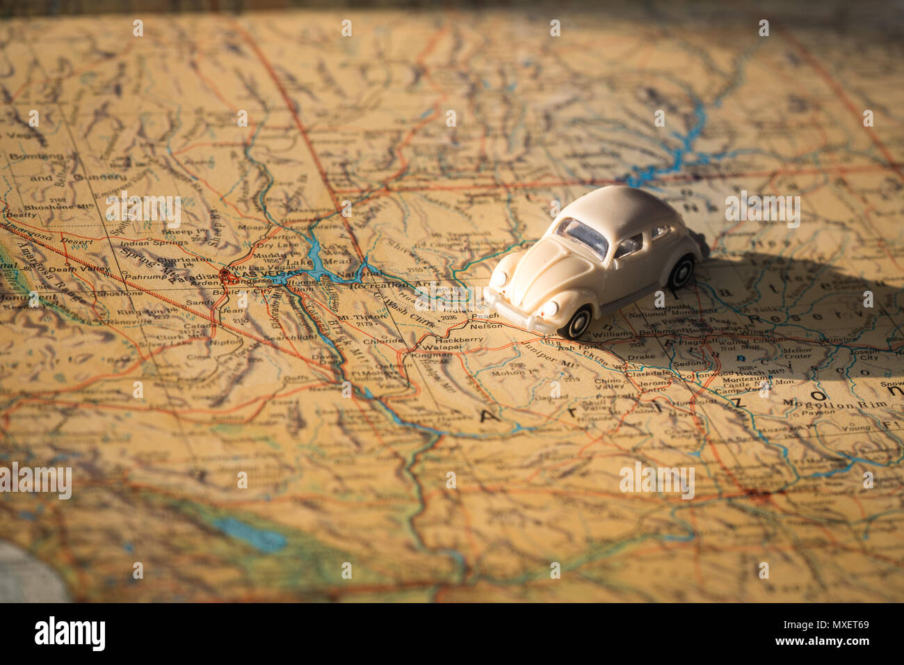 Miniature car on the United States map, concept of holiday trip Stock ...