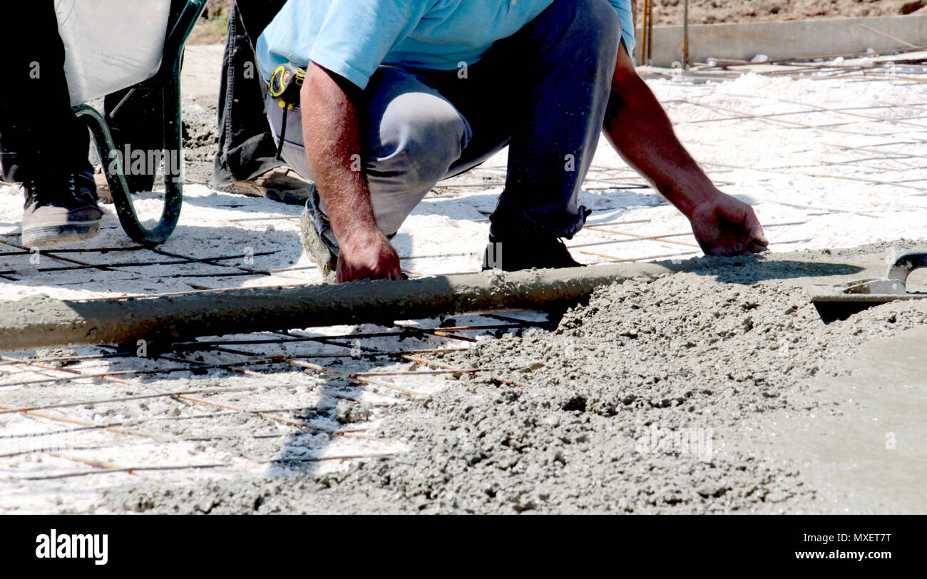 concreting the floor of a new house,image Stock Photo - Alamy