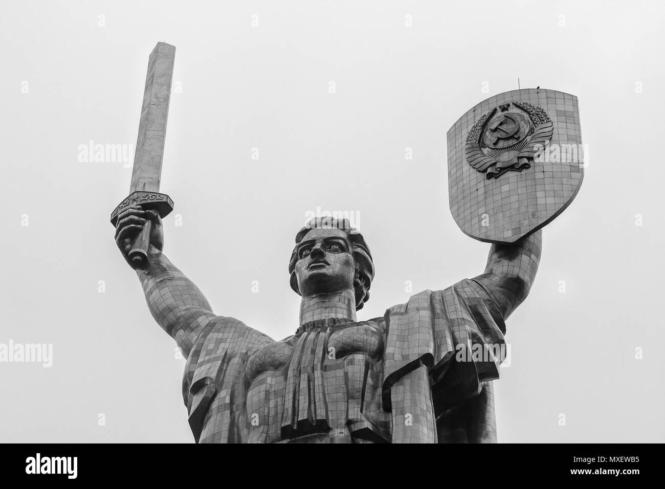 Rodina Mat (Motherland monument) in Kyiv, Ukraine, close-up, landscape ...