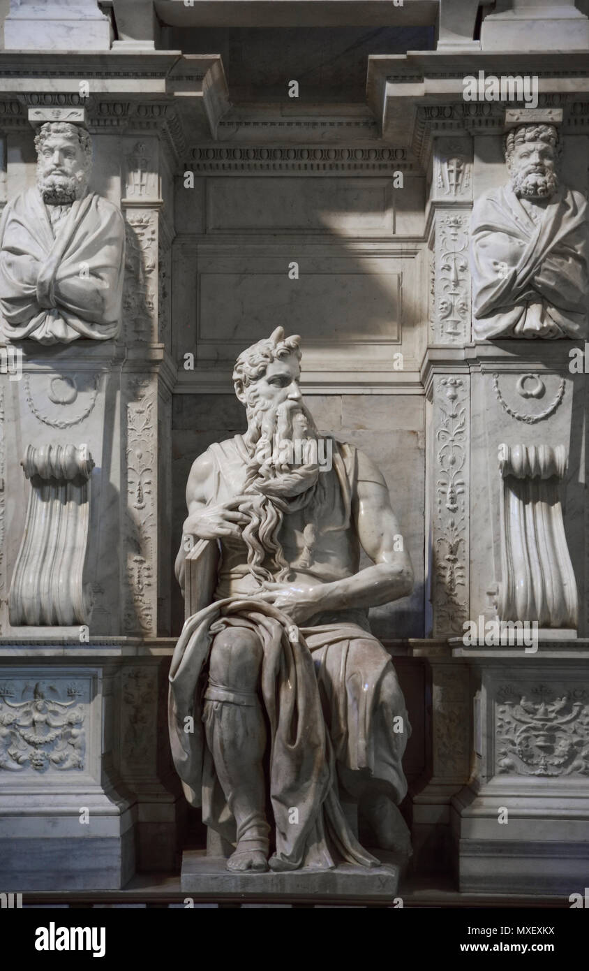 Rome, Italy, Michelangelo's Moses on the tomb of Pope Julius II in ...