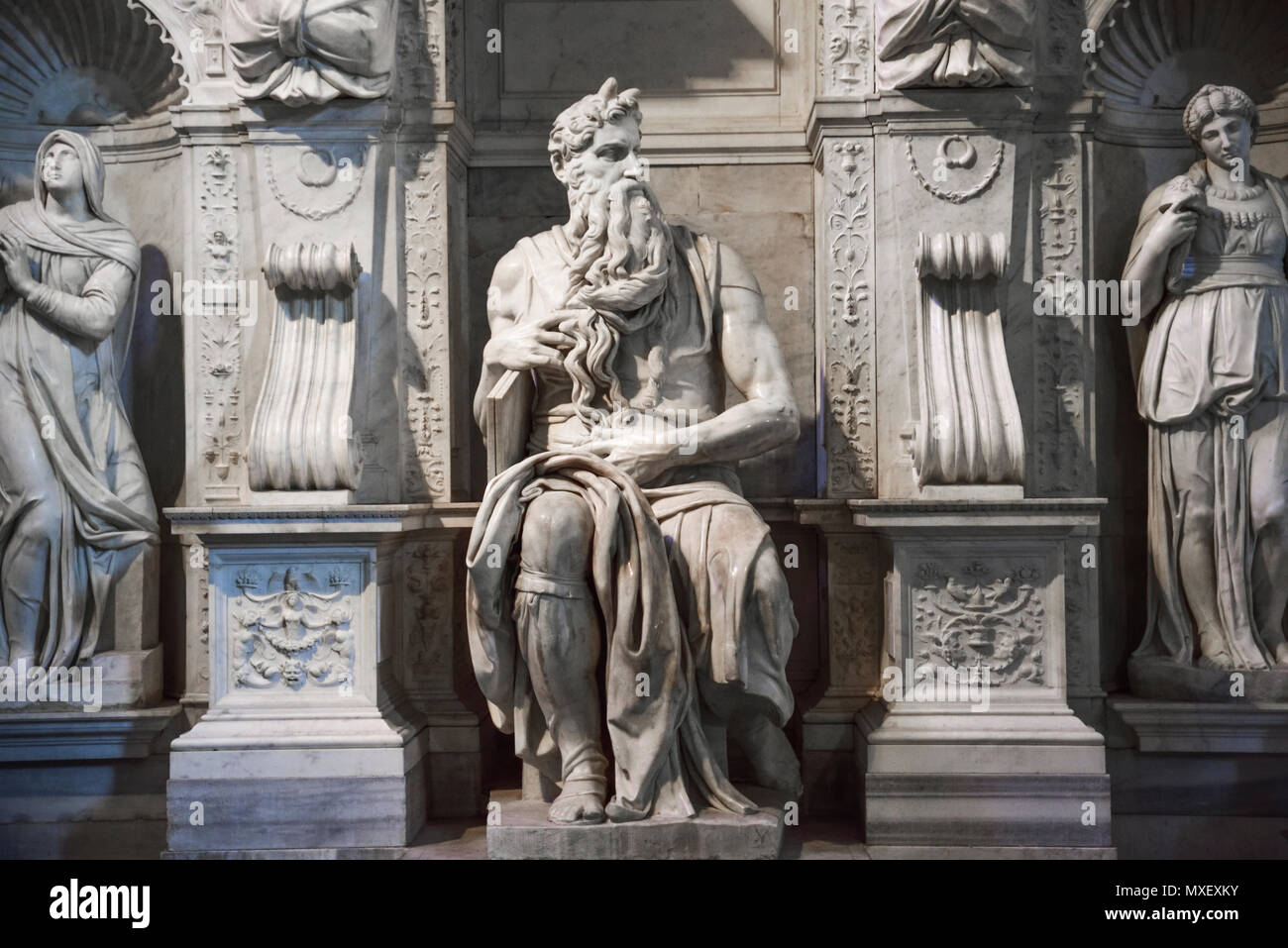Rome, Italy, Michelangelo's Moses on the tomb of Pope Julius II in ...