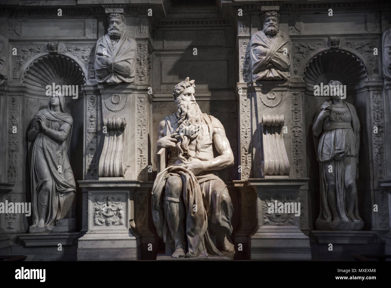 Rome, Italy, Michelangelo's Moses on the tomb of Pope Julius II in ...