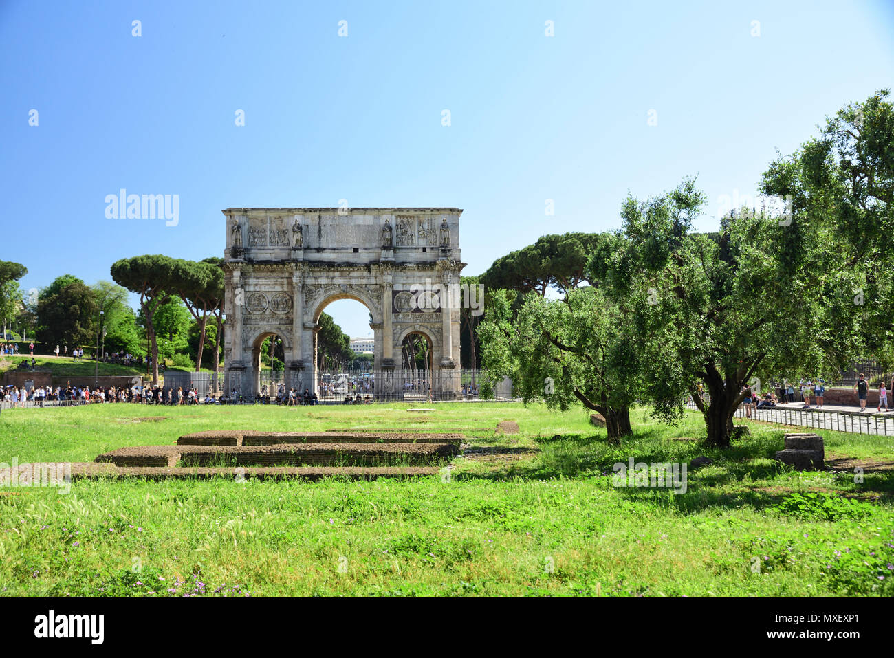 Rome, Italy, Arch of Constantine Emperor. Triumphal arch Stock Photo ...