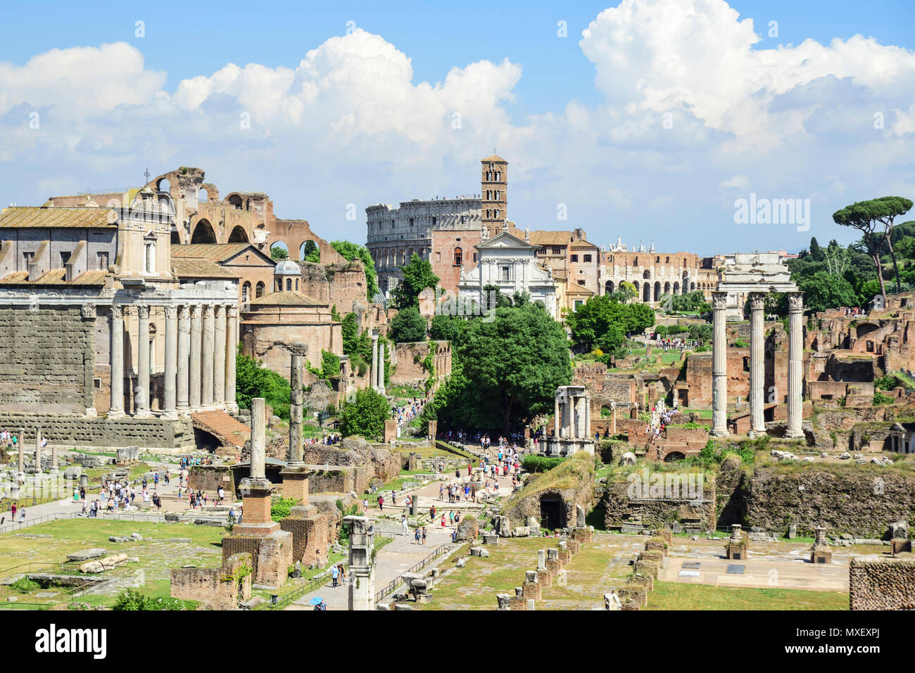 Rome, Italy, ruins of the Imperial forums of ancient Rome Stock Photo ...