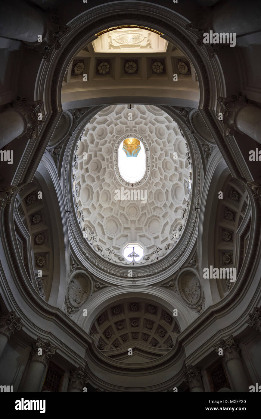 Rome Italy. Church of St. Carlo at the four fountains. Baroque Dome of ...