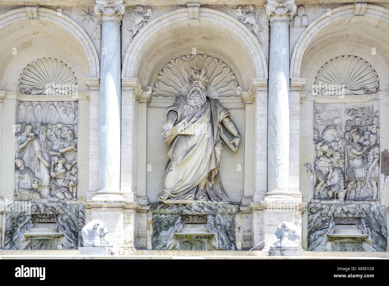 Rome, Italy, Fountain of the Moses (happy water fountain). Moses is ...