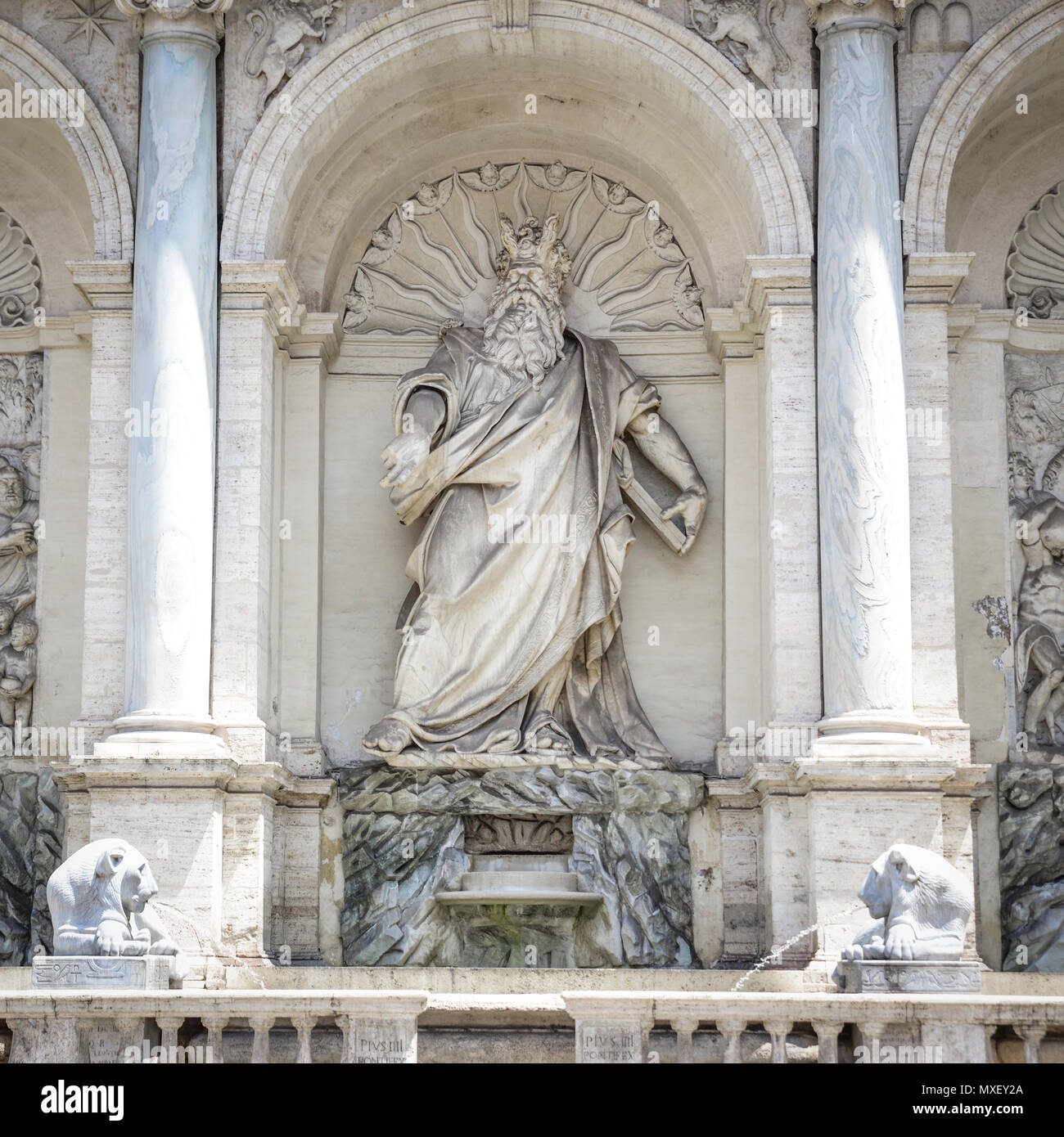 Rome, Italy, Fountain of the Moses (happy water fountain). Moses is ...
