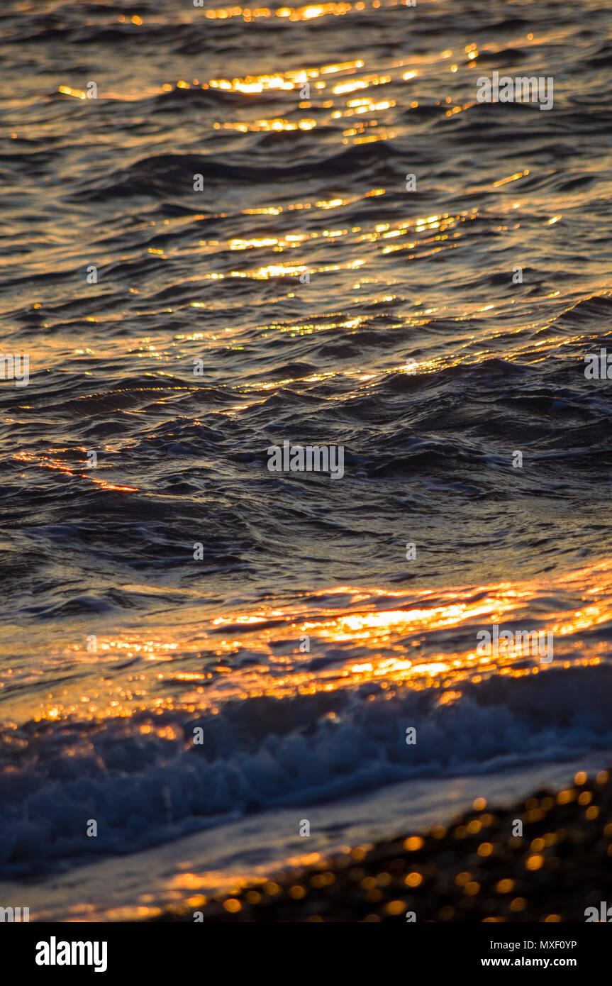 Summer sea sunset, the sun, waves and clouds, beautiful dramatic ...