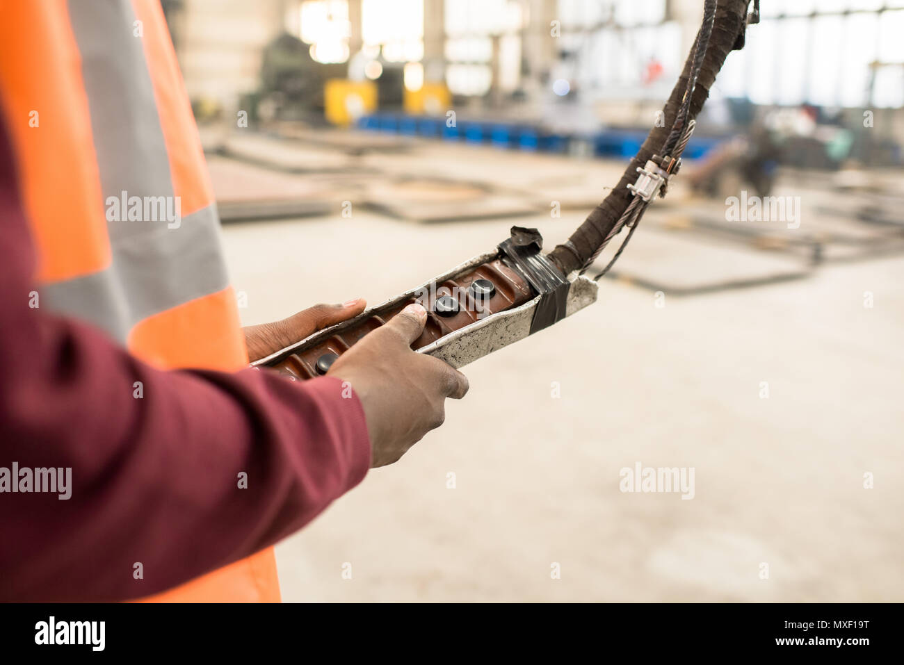 Machine Operator Using Control Panel Stock Photo - Alamy