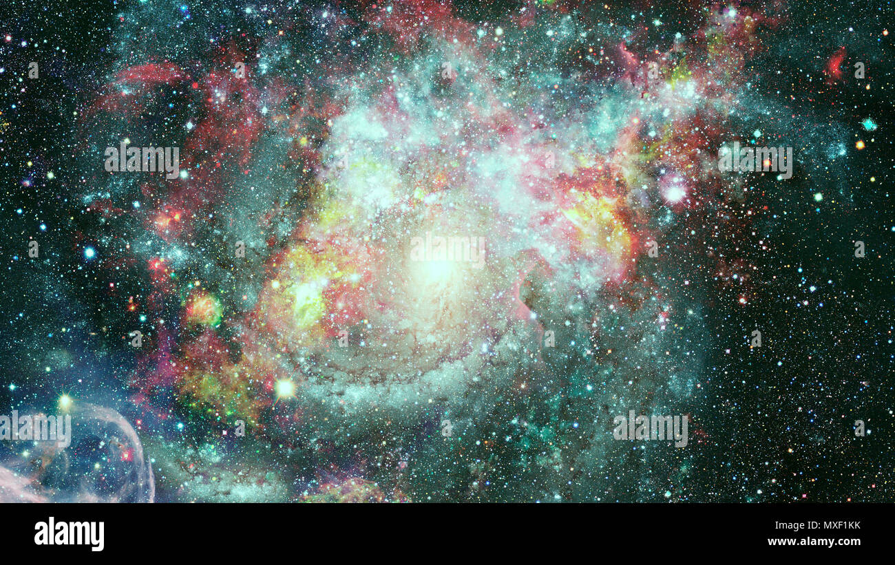 Colored clouds in nebula. Combined version of Hubble space telescope ...
