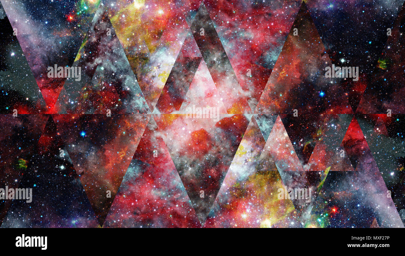 Universe, nebula, galaxy and the sacred geometry collage. Abstract ...