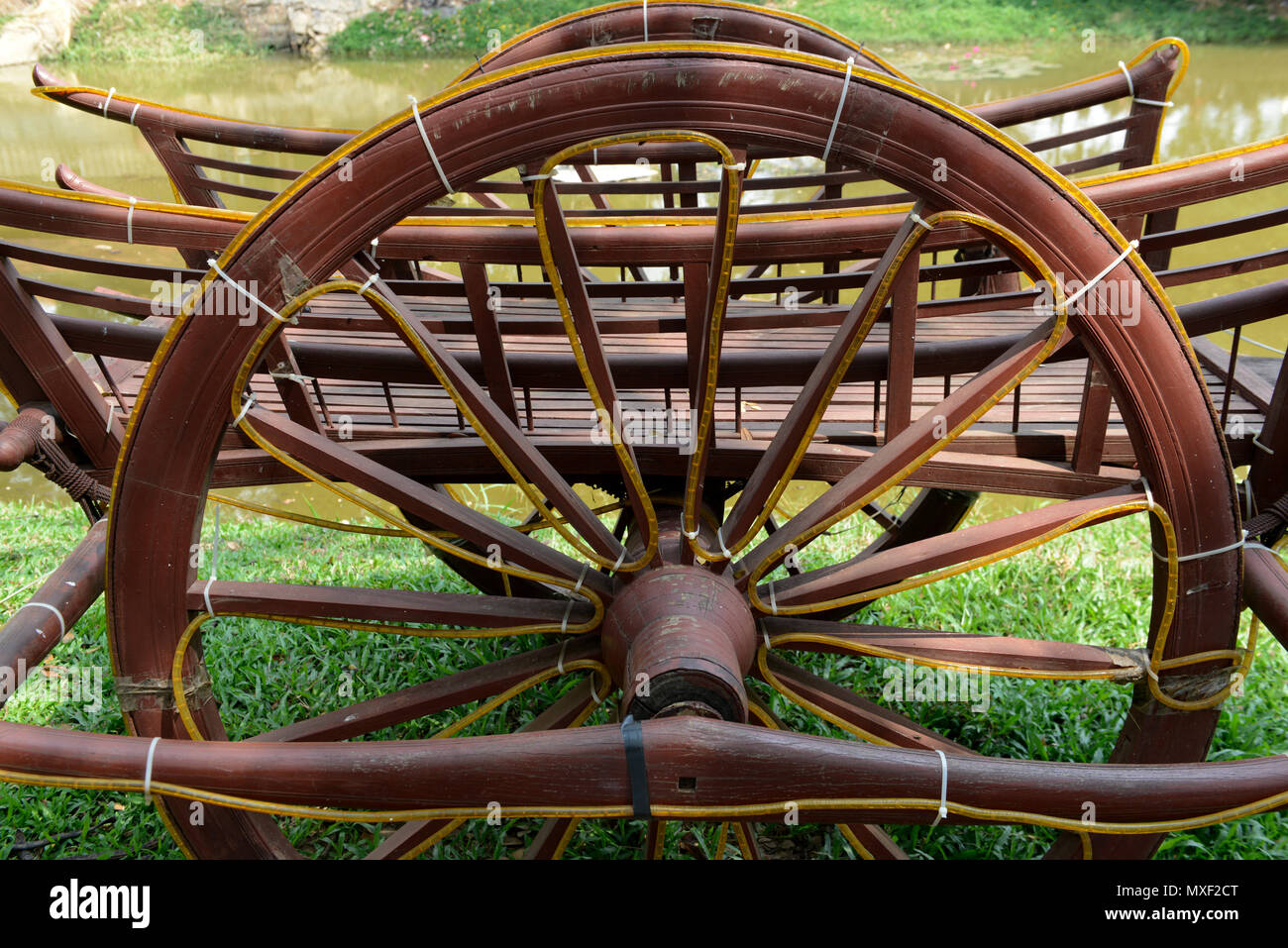 a wood ox cart in the City centre of Siem Reap in Cambodia. Cambodia ...