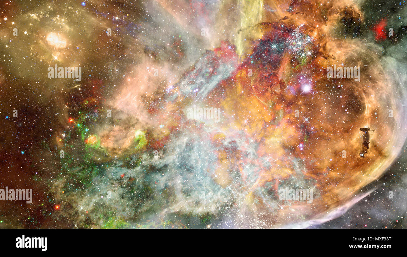 Nebula and stars in deep space, glowing mysterious universe. Elements ...