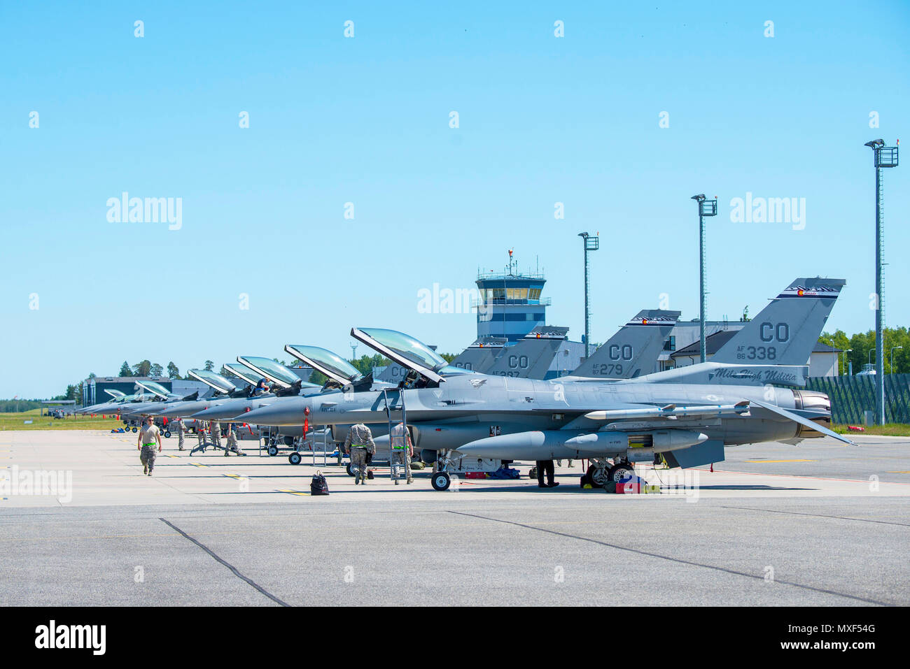 TenF-16 Fighting Falcon aircraft from the 120th Fighter Squadron, 140th ...