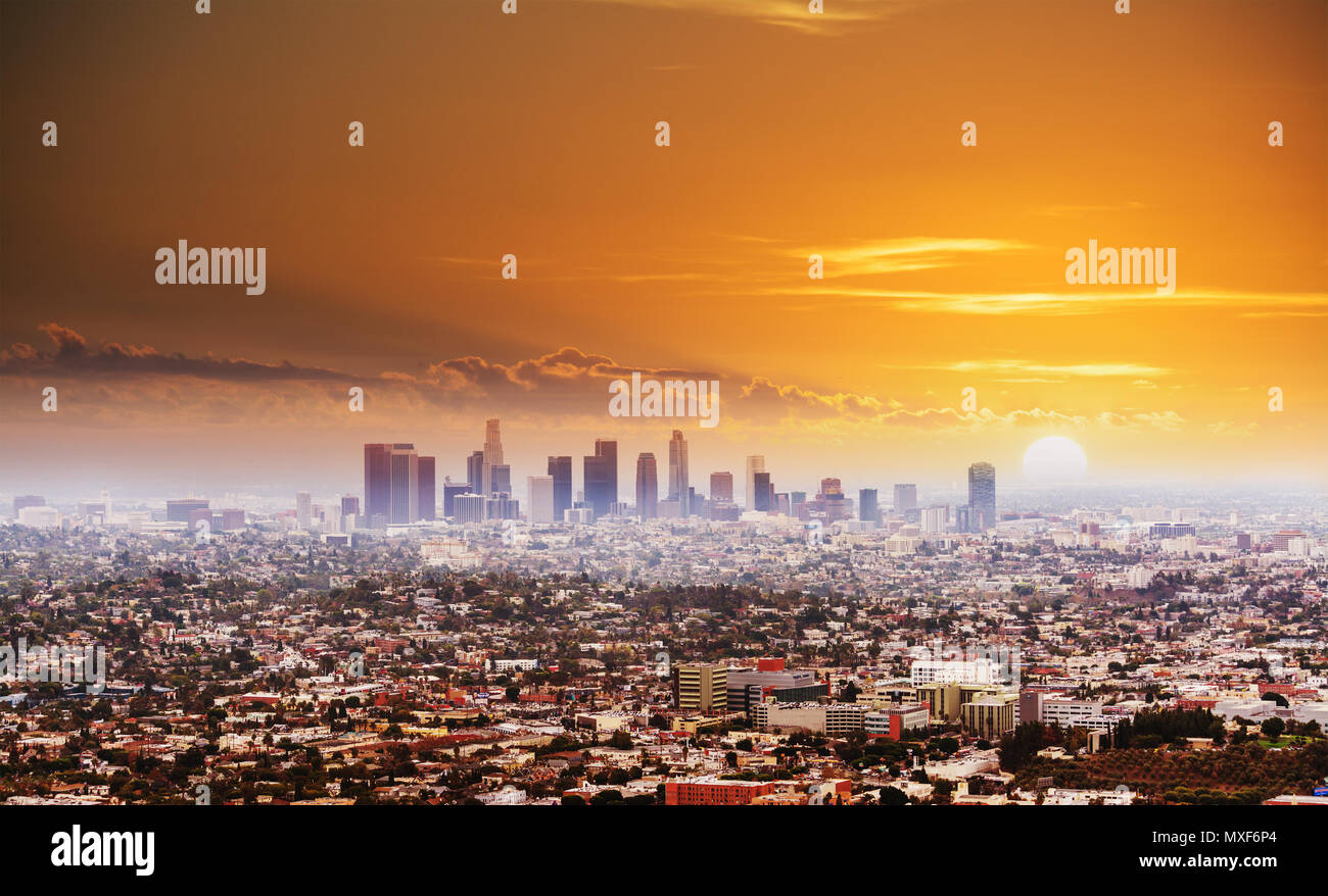 Los Angeles cityscape with skyscrapers in downtown Stock Photo - Alamy