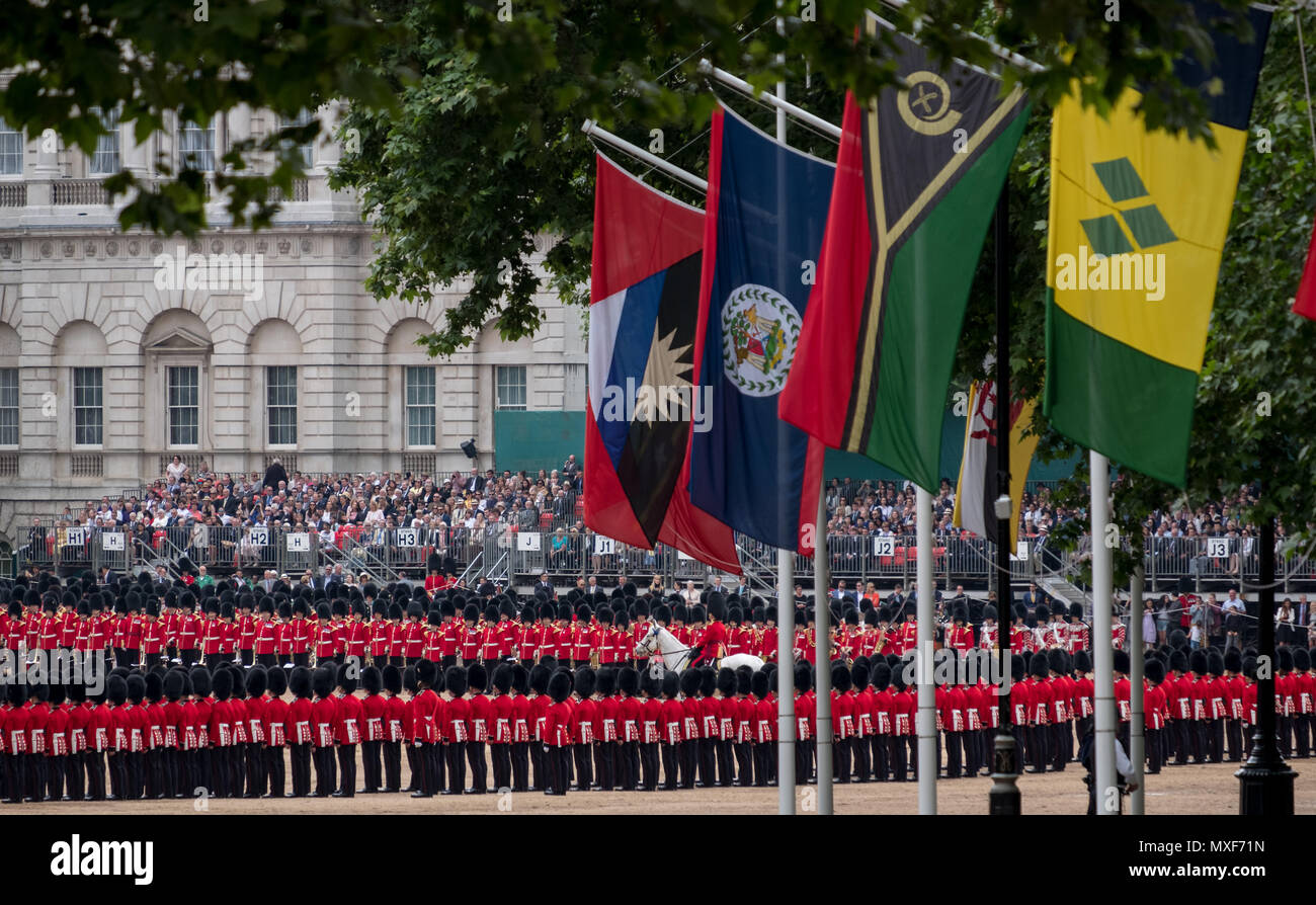 Panorama of Trooping the Colour ceremony at Horse Guards Parade to ...