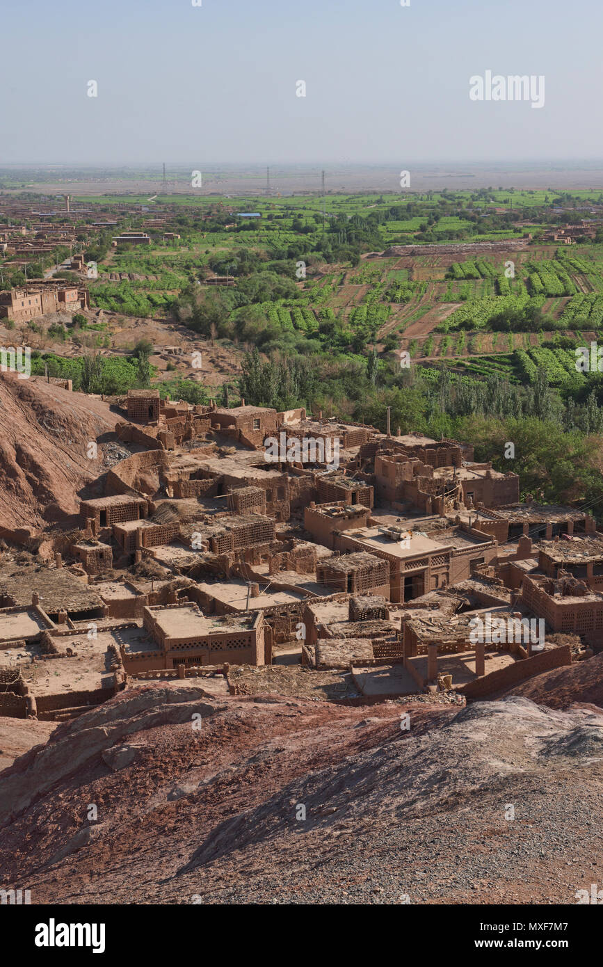 Ancient mud brick village in the Tuyoq Valley, Turpan, Xinjiang, China ...