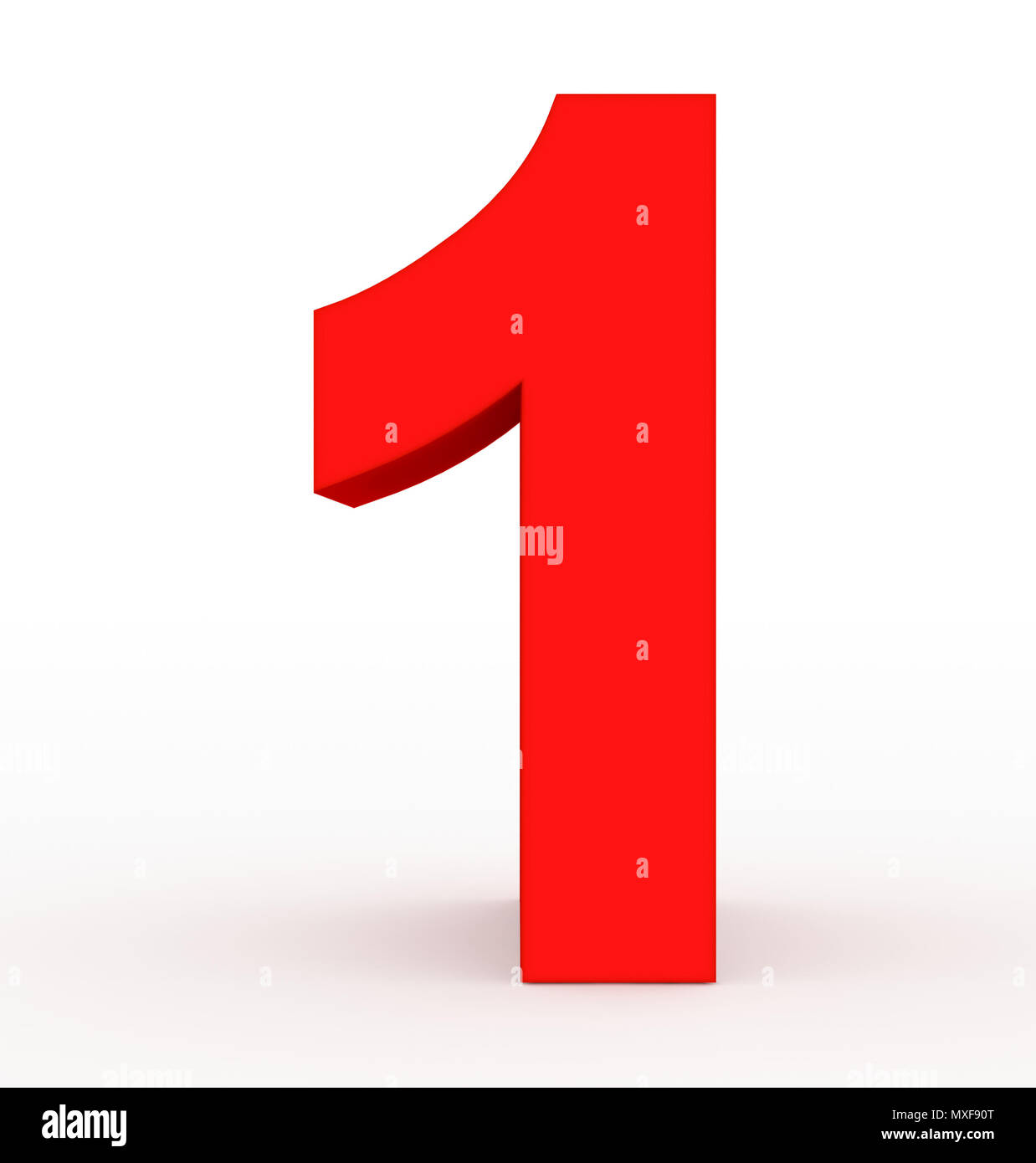 number 1 3d clean red isolated on white - 3d rendering Stock Photo - Alamy
