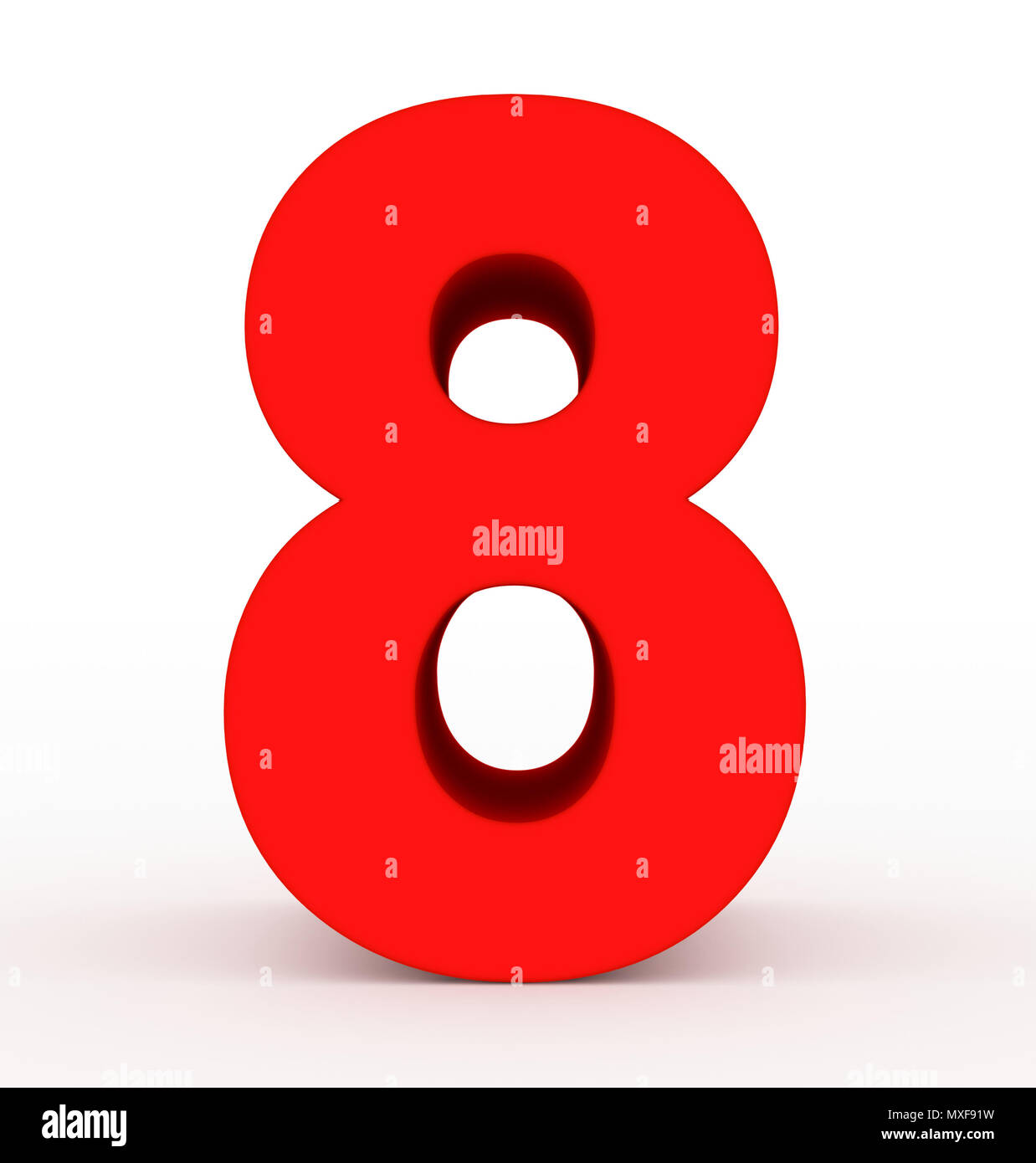 number 8 3d clean red isolated on white - 3d rendering Stock Photo - Alamy