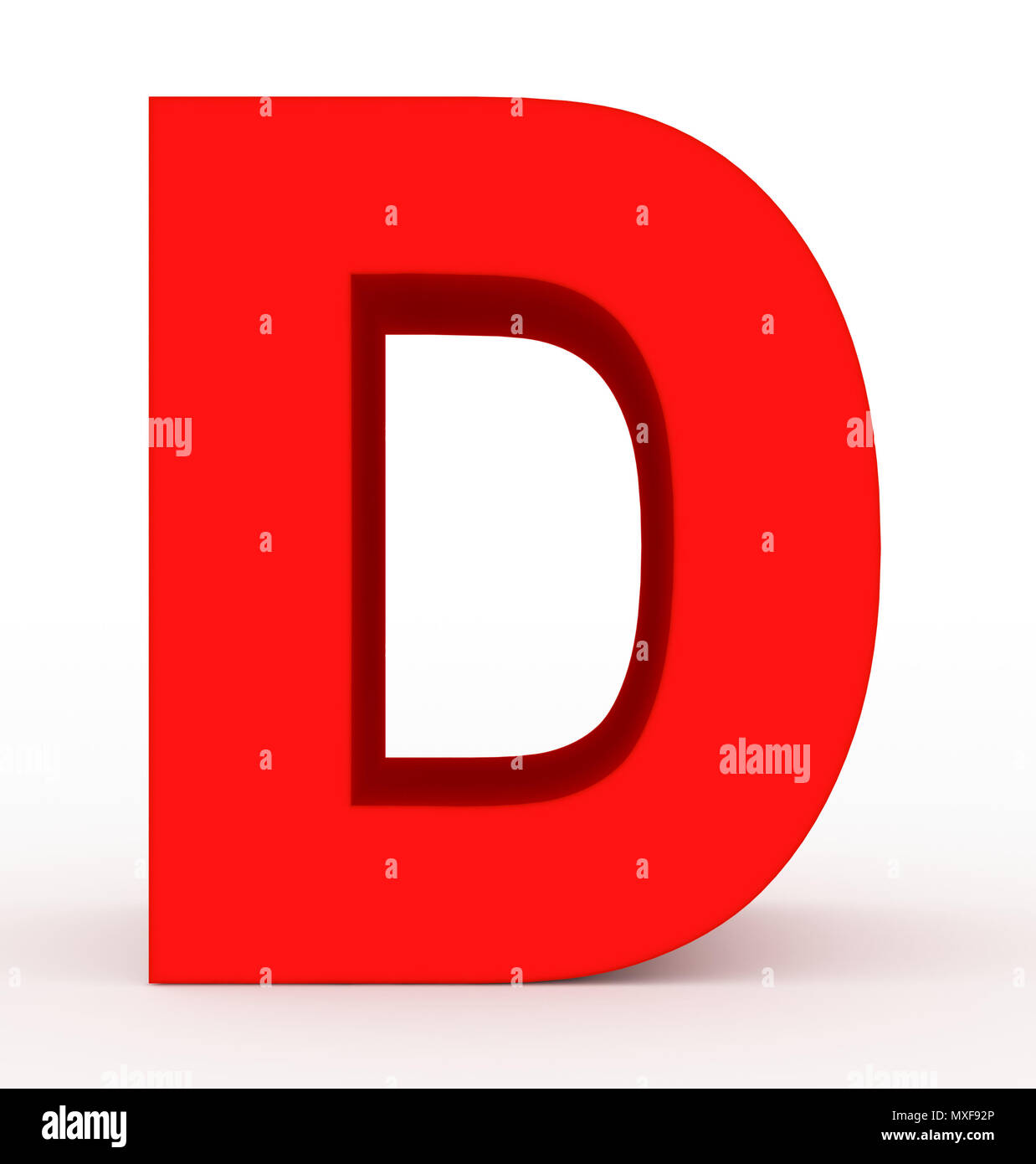 letter D 3d clean red isolated on white - 3d rendering Stock Photo - Alamy