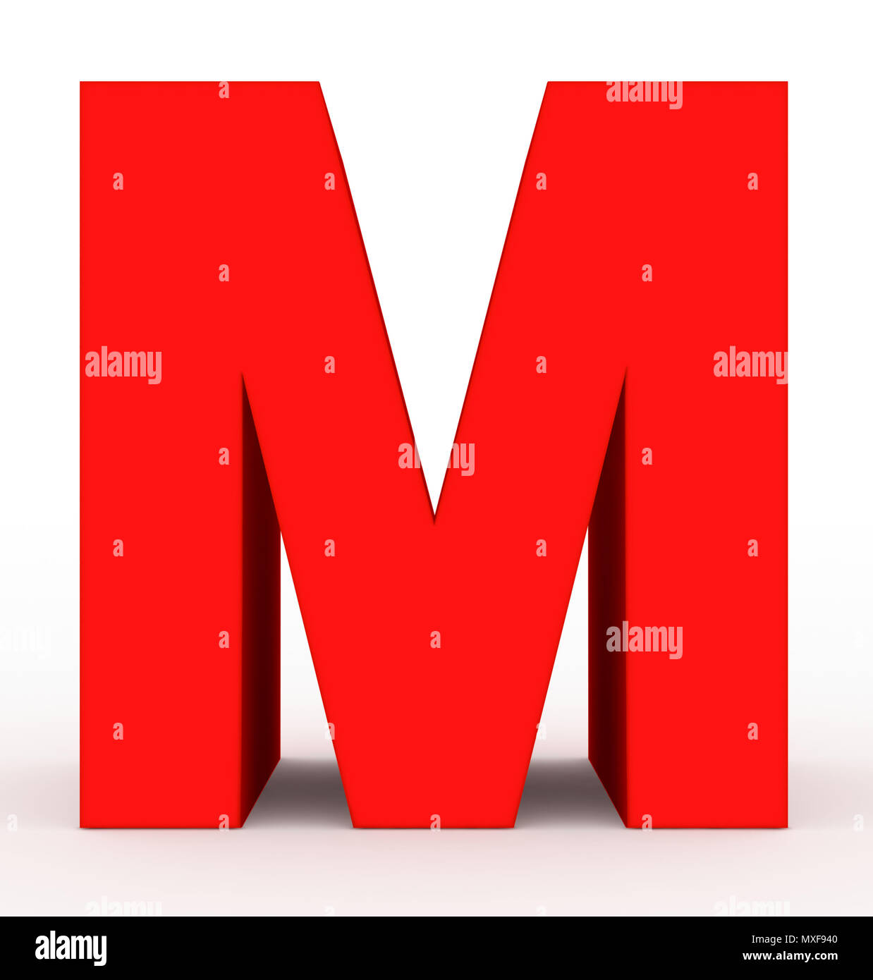 letter M 3d red isolated on white - 3d rendering Stock Photo - Alamy