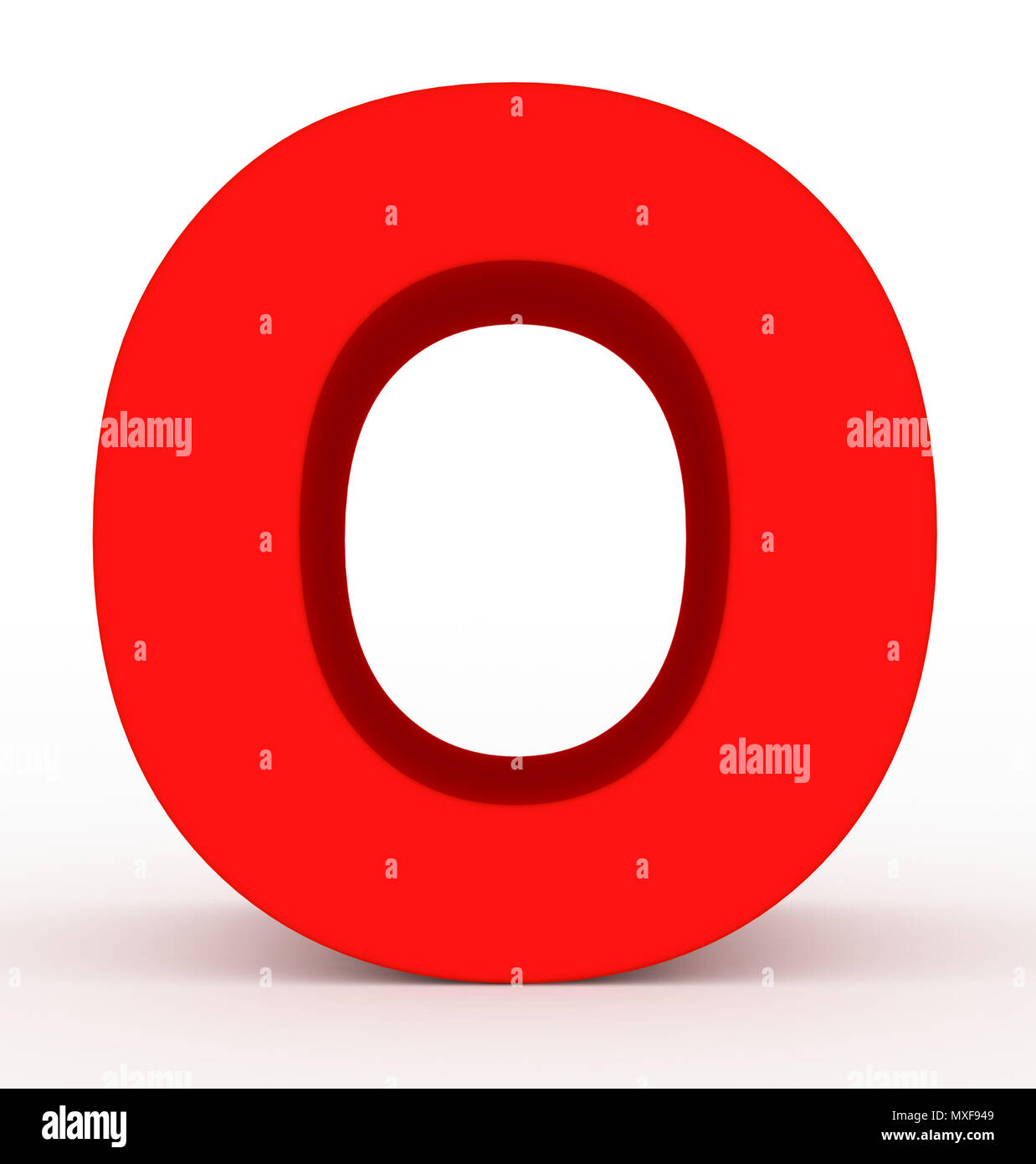 letter O 3d red isolated on white - 3d rendering Stock Photo - Alamy