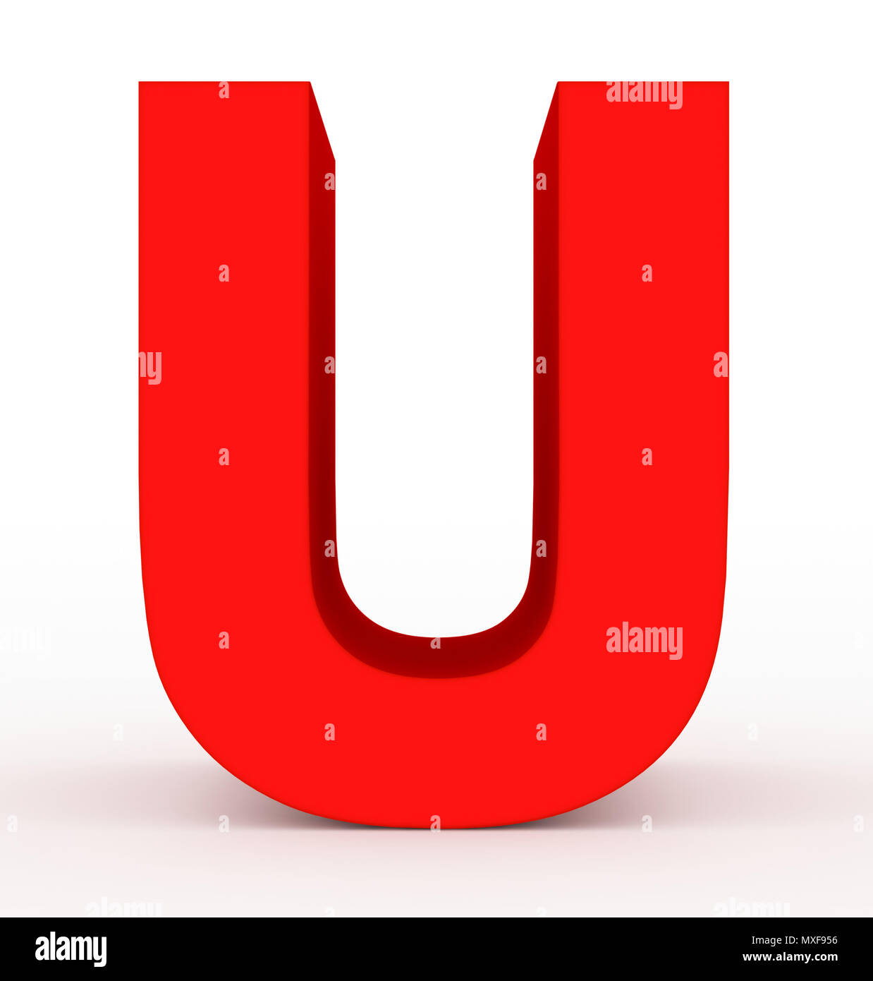 letter U 3d red isolated on white - 3d rendering Stock Photo - Alamy