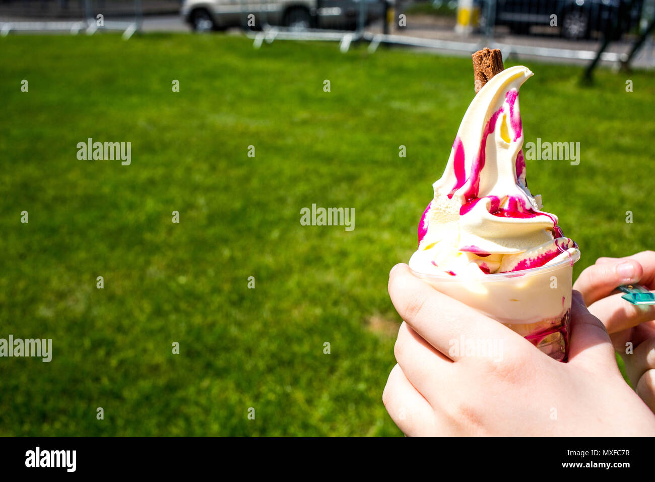 Raspberry Ripple Ice Cream Stock Photo - Alamy