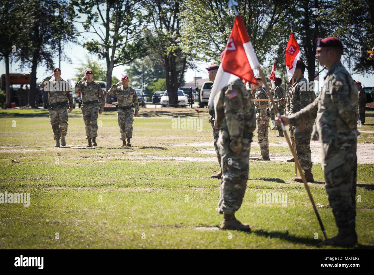 Lt. Col. Adam Frederick (far right), outgoing commander of 1st Squadron, 17th Cavalry Regiment ...