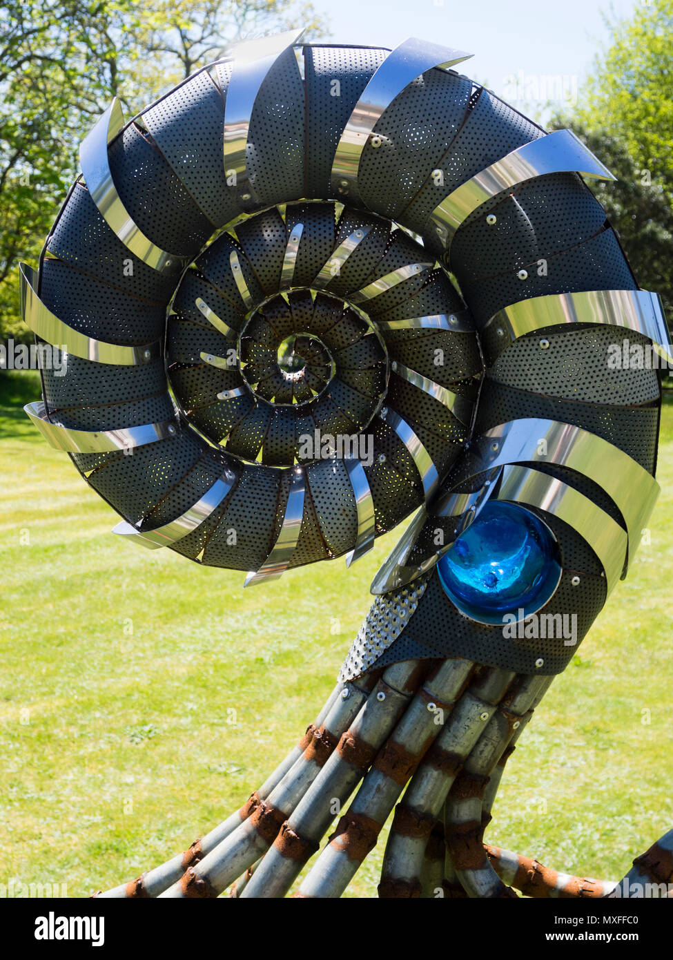 Coil detail of the Walking Ammonite sculpture by Glenn Martin exhibited ...