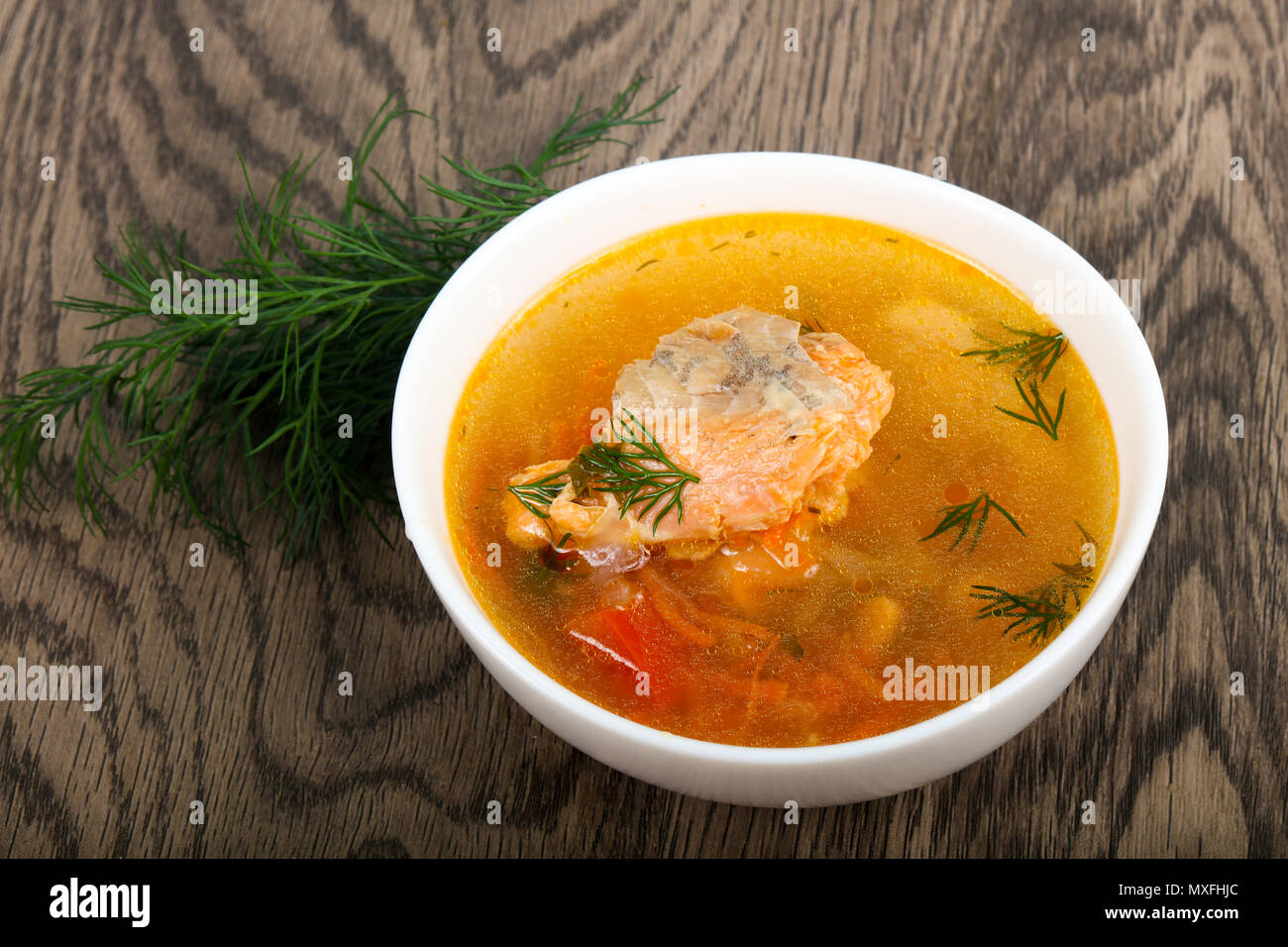 Salmon fish soup Stock Photo - Alamy