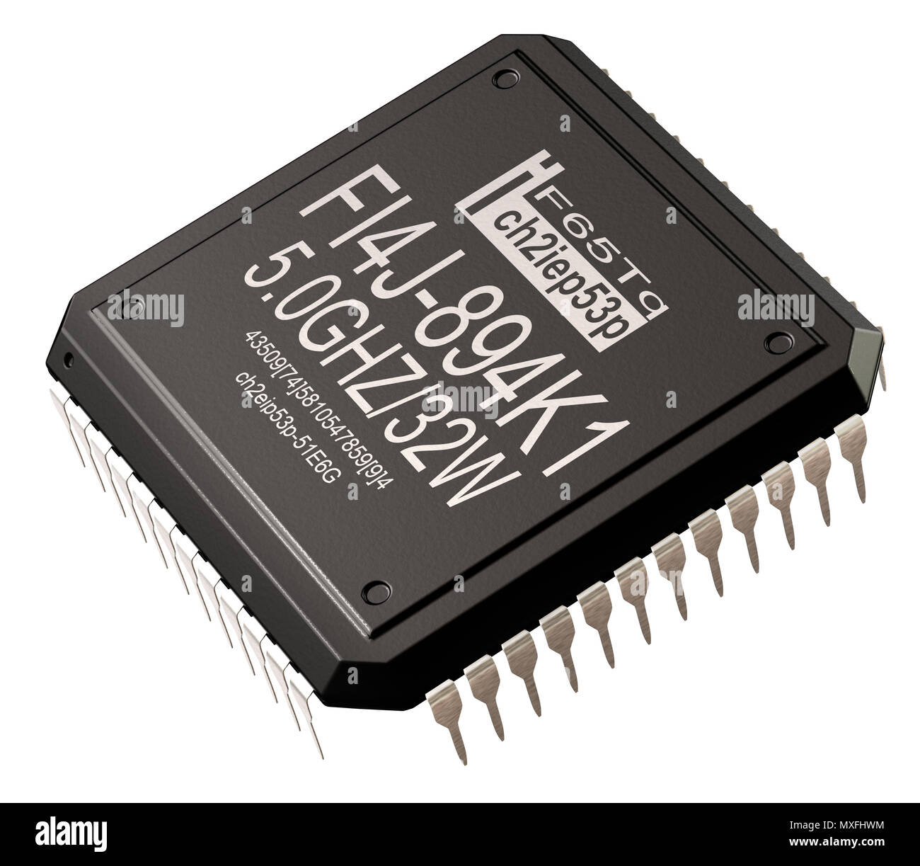 Integrated circuit of digital computer parts. Micro chip artificial ...