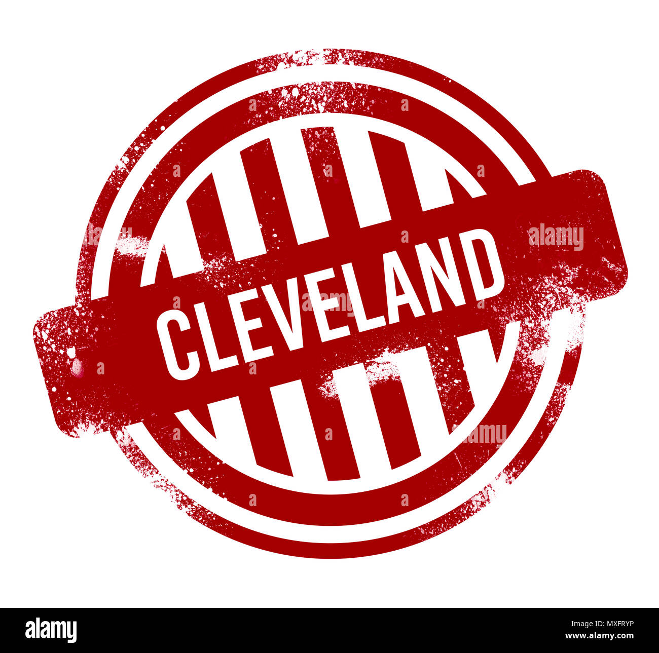Cleveland - Red grunge button, stamp Stock Photo - Alamy