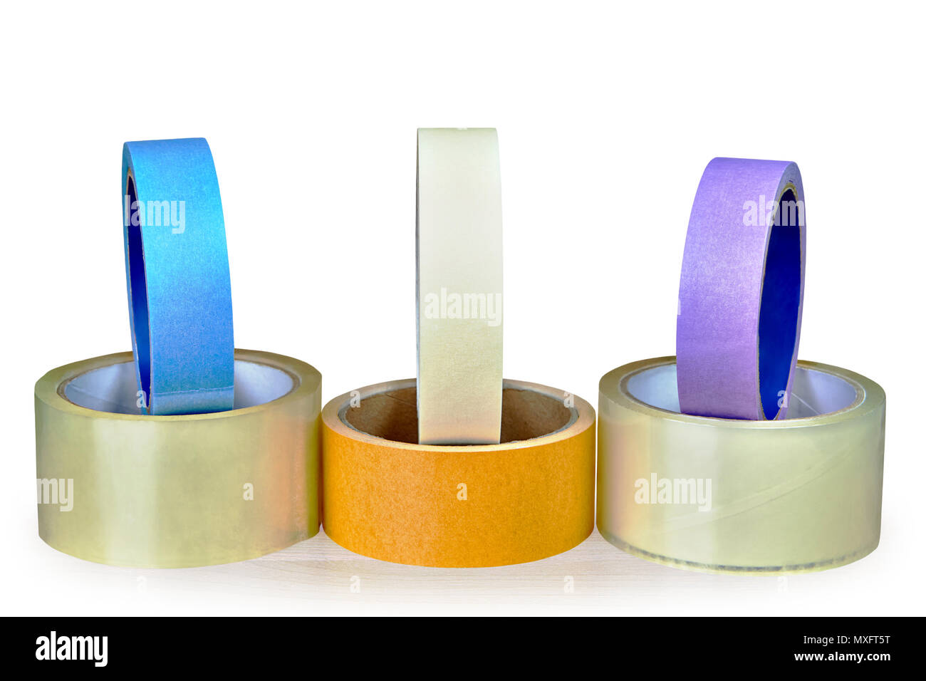 Six rolls of scotch tape different color and various use purposes ...