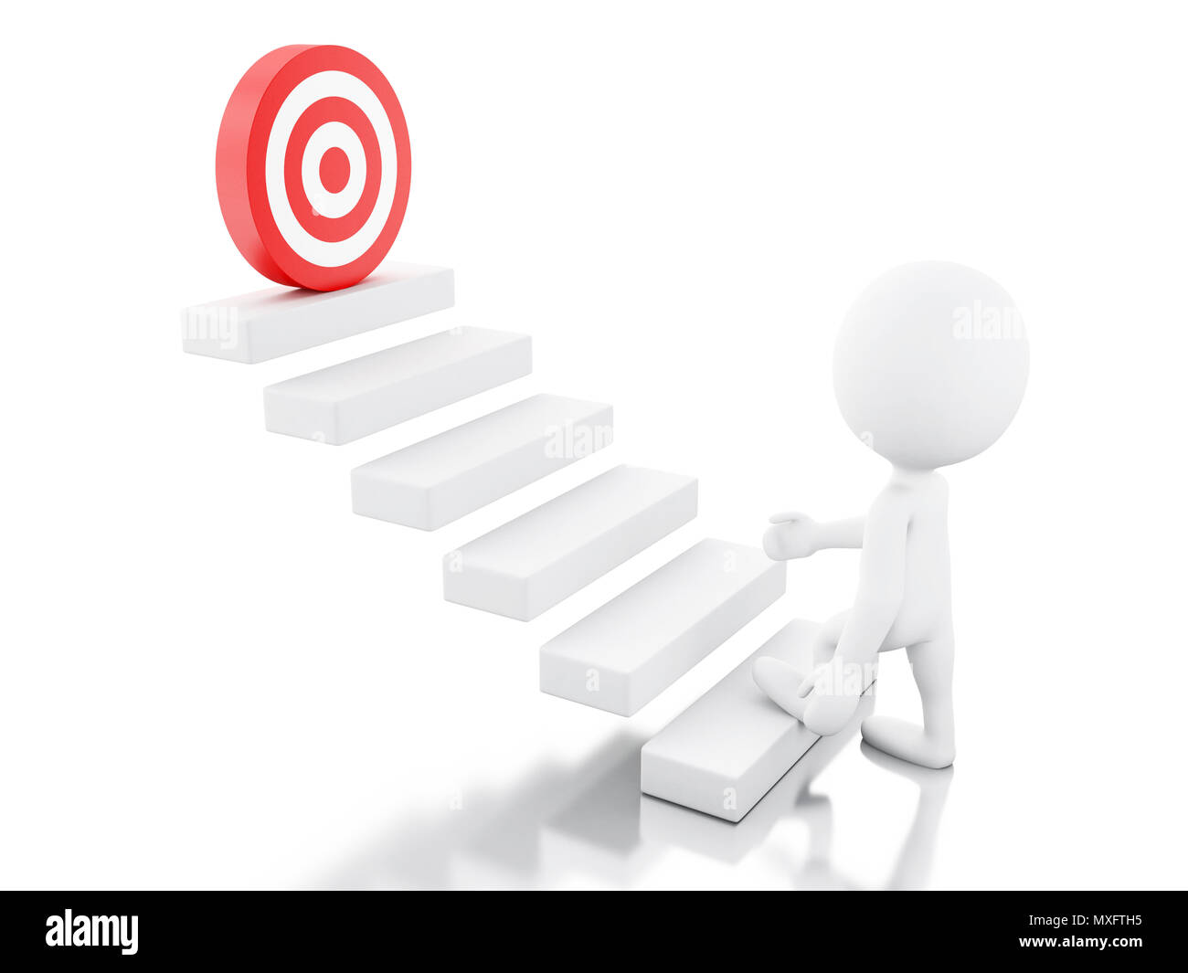 3d illustration. White people stepping up to the target on top of the ...