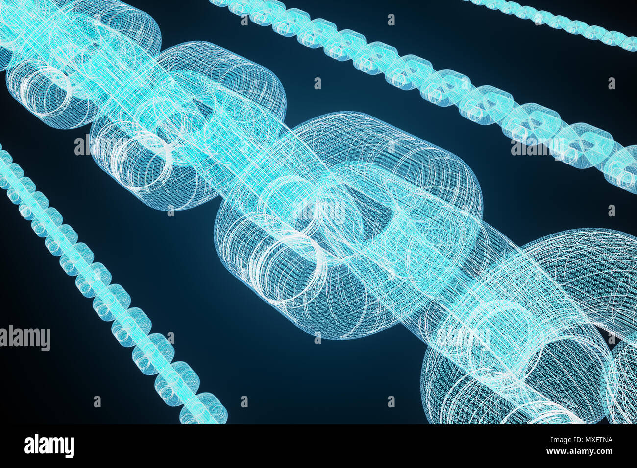 Blockchain concept, chains from hologram. 3D rendering Stock Photo - Alamy