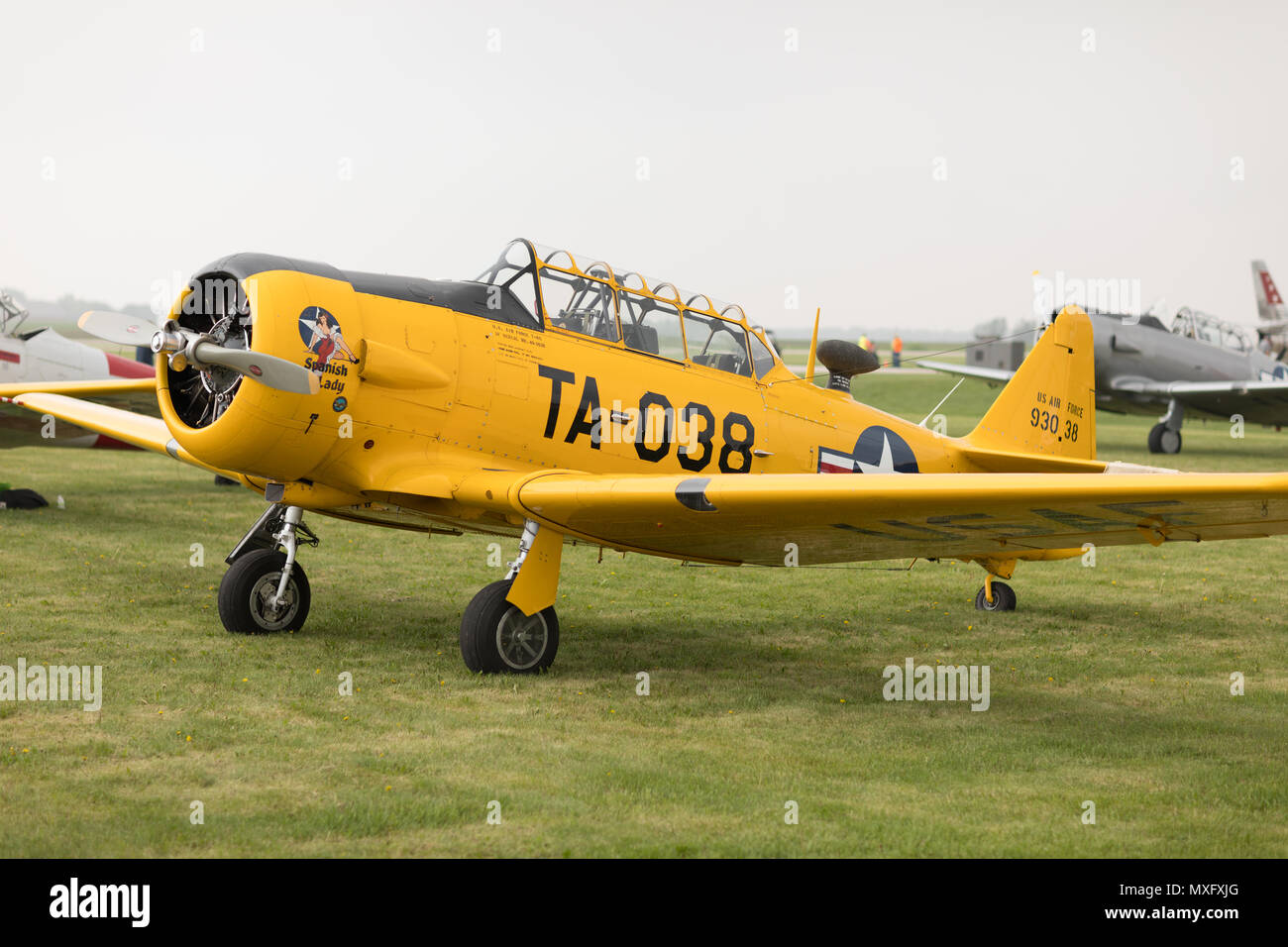 Peru, Illinois, USA - May 19, 2018 T-6 Texan "Spanish Lady" trainer ...